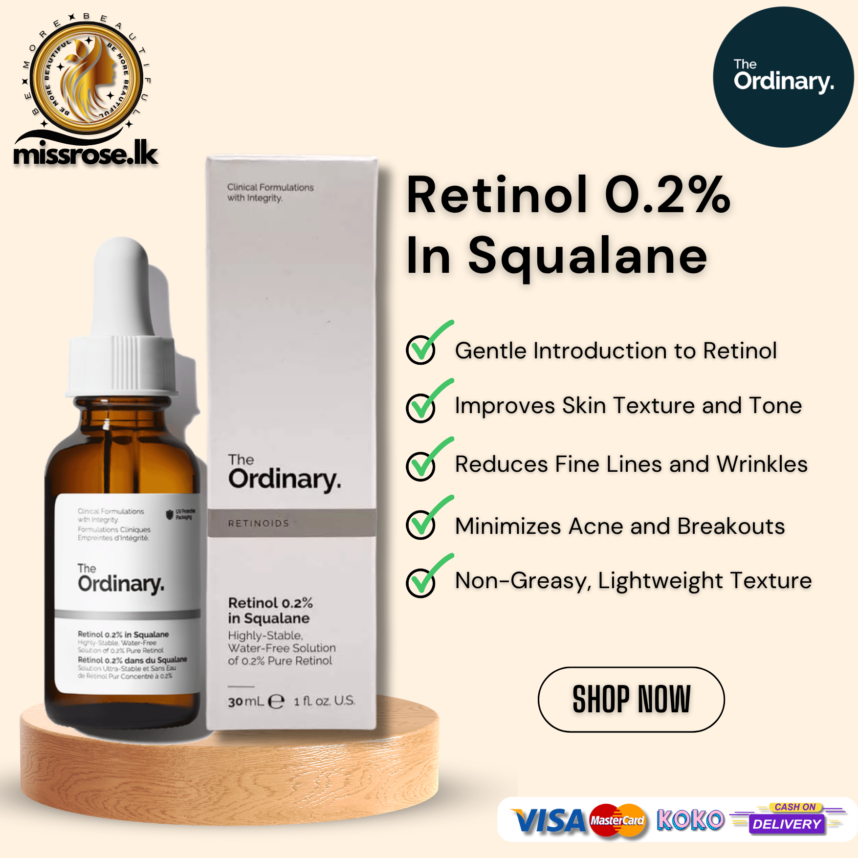 The Ordinary Retinol 0.2% in Squalane – Missrose.lk